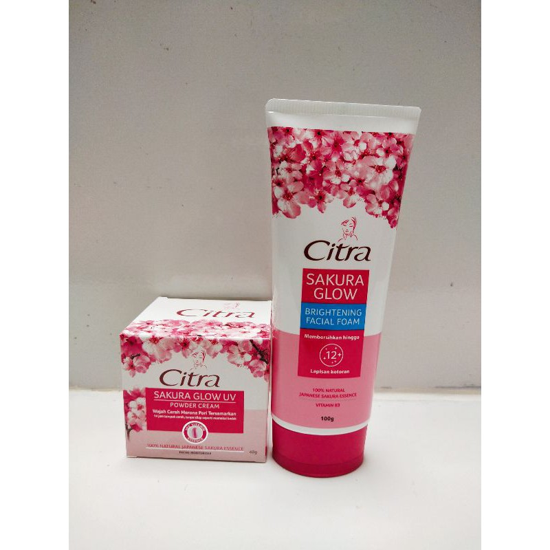 Jual Paket Citra Sakura glow uv Powder cream 40g dan facial foam 100g | Shopee Indonesia