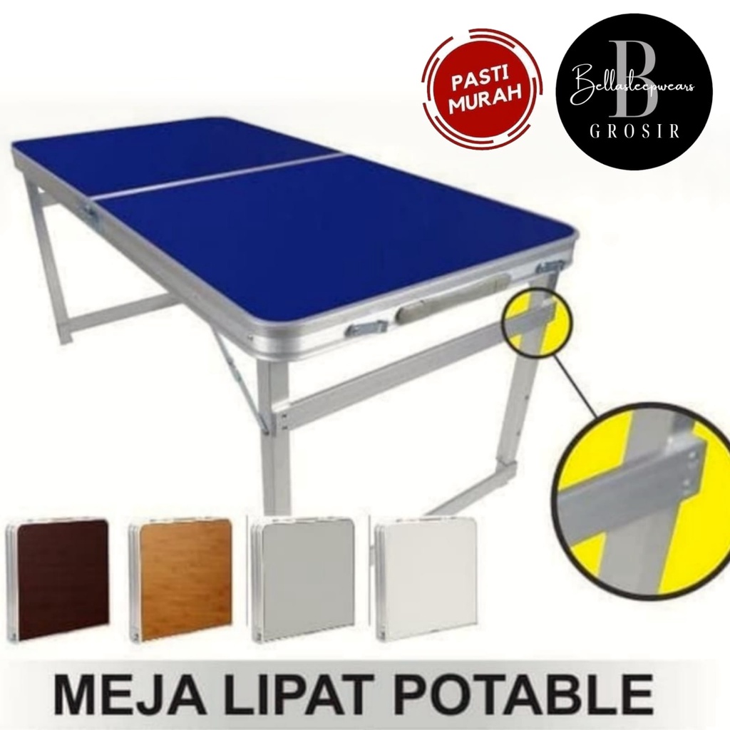Jual MEJA LIPAT PORTABLE KOPER TRAVEL SERBAGUNA HPL ALUMINIUM KUAT KOKOH UK 120 CM KAKI BULAT ...