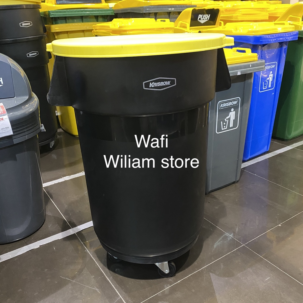 Jual Krisbow Tempat Sampah Besar Plastik Outdoor 167 liter Dustbin Roda ...