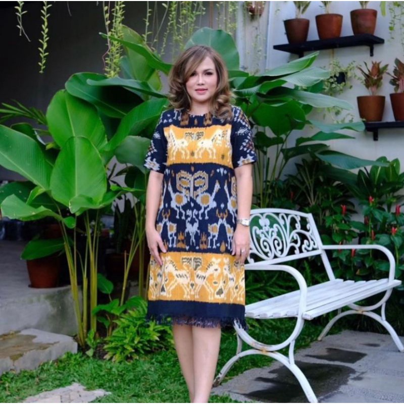 Jual Dress A Line Tenun Blanket Tradisional Etnik Motif Hewan Ayam NTT ...