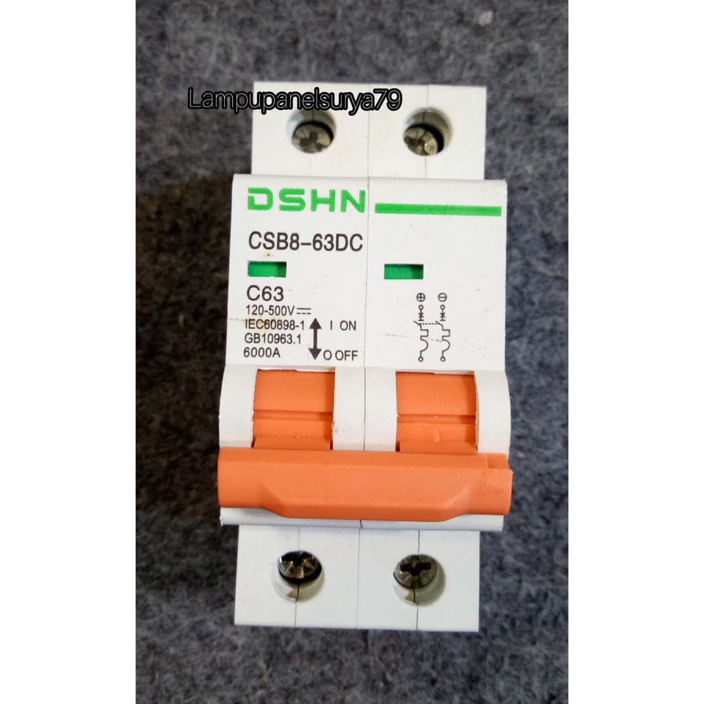 Jual MCB DC 2P DSHN CSB8-63DC 63A 500V Mini Circuit Breaker 63A 500VDC ...