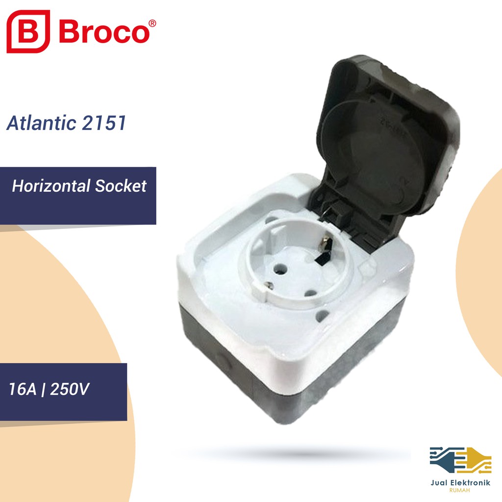Jual BROCO 2151 Atlantic Single Socket Outlet Outdoor Stop Kontak Tutup ...