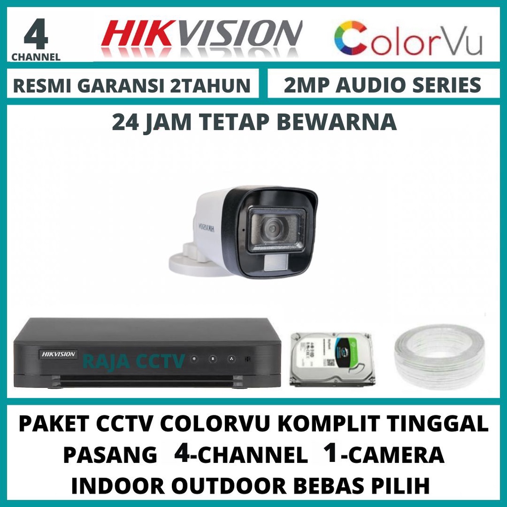 Jual PAKET CCTV HIKVISION 2MP COLORVU 4 CHANNEL 1 CAMERA TURBO HD ...