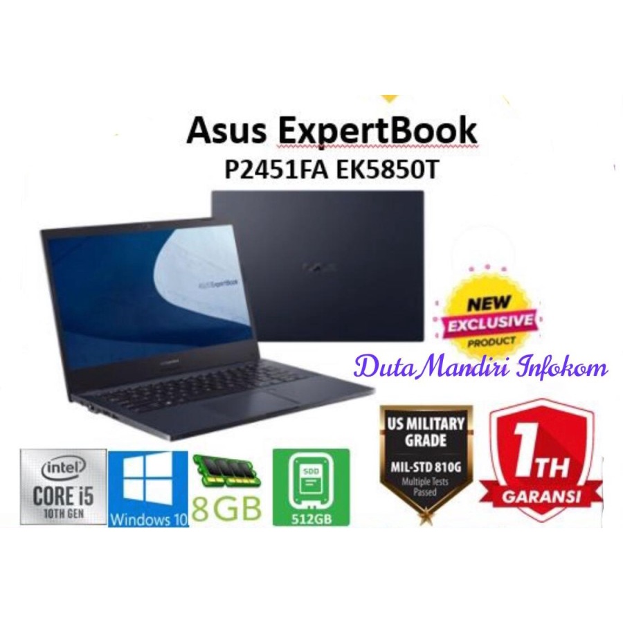 Jual Asus ExpertBook P2451FA EK5850T - I5-10210U 8GB 512GB UHD 14" FHD ...