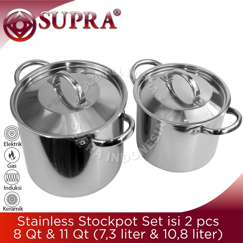 Jual SUPRA Panci Stock Pot Stainless 2pc 8/12 qt | Shopee Indonesia