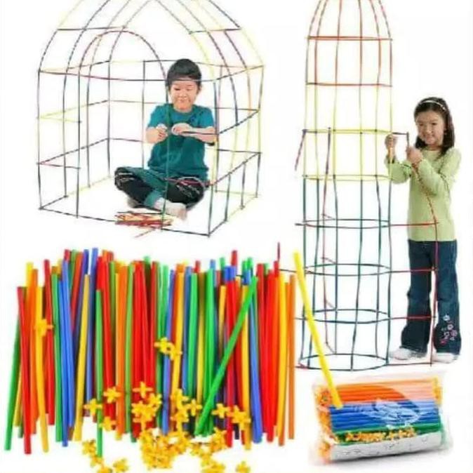 Jual Mainan Edukasi Anak / Mainan bangunan 4 Dimensi Magic Straw 100 ...