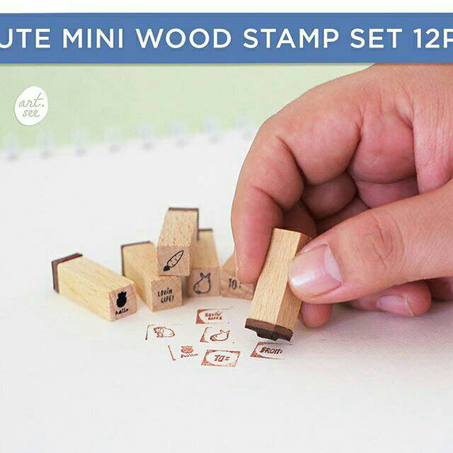 Jual Cute Mini Wood Stamp Set 12pcs | Shopee Indonesia