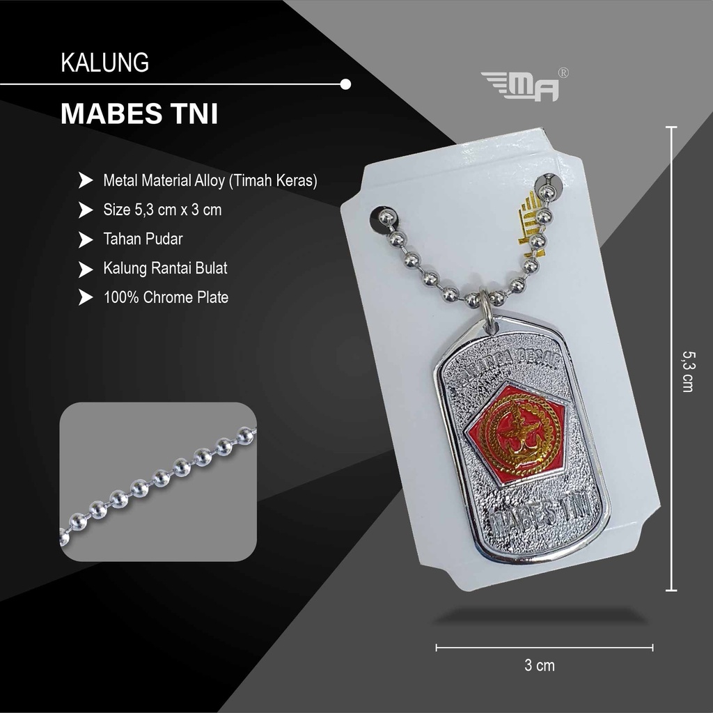 Jual Kalung MABES TNI TAG Logo MABES TNI Kalung Rantai Kalung Pria ...