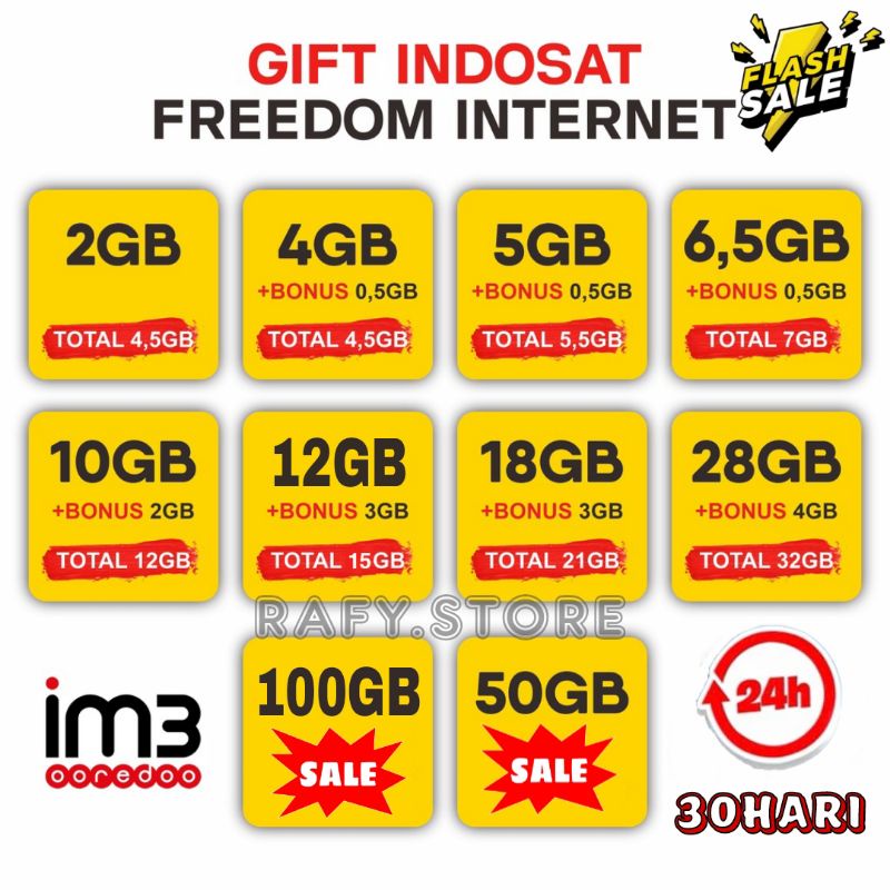 Jual PROMO KUOTA INDOSAT 100GB 50GB 40GB 25GB 20GB 15GB 12GB 10GB 3GB ...