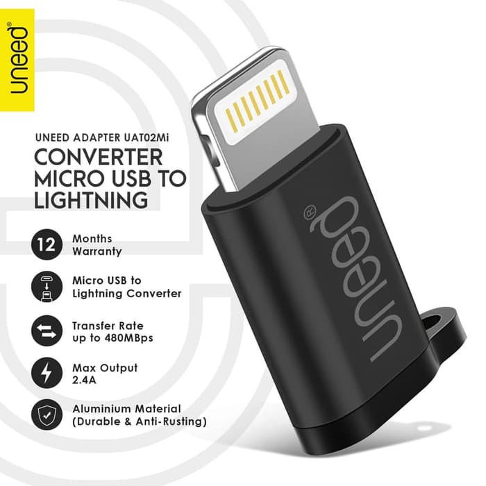 Jual Converter Uneed Micro USB To Iphone 5 6 UAT02MI Adapter Lightning ...