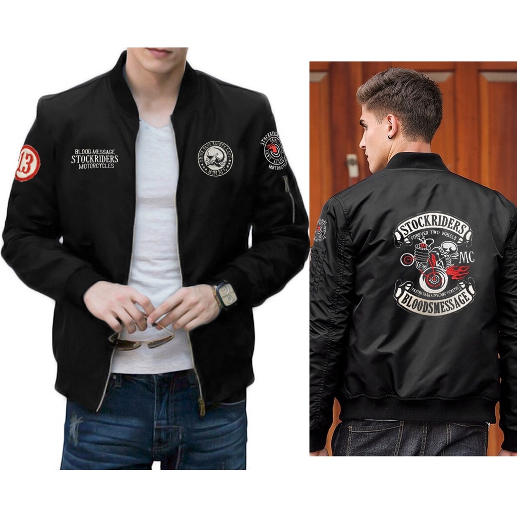 Jual TBL- JKT BOMBER RIDERS FULL BORDIR Jaket Bomber BOLAK BALIK Bhn ...