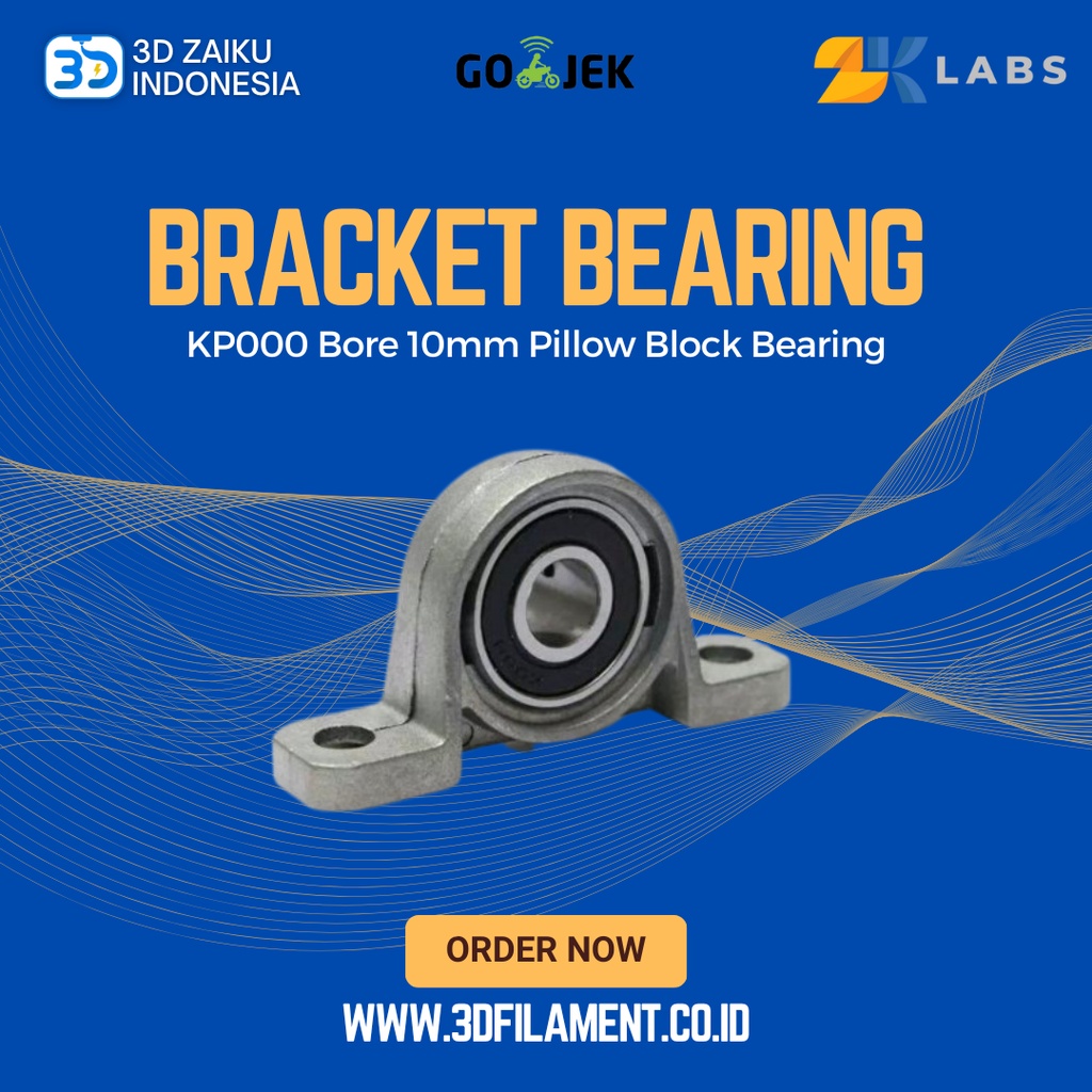 Jual ZKLabs Bracket Bearing KP000 Bore 10mm Pillow Block Bearing ...