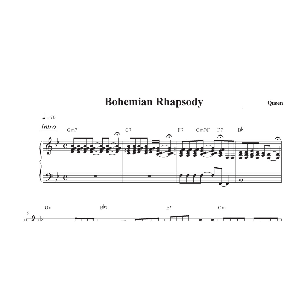 Jual Lagu Pop "Bohemian Rhapsody (Queen)"/ Sheet Music/ Music Score ...