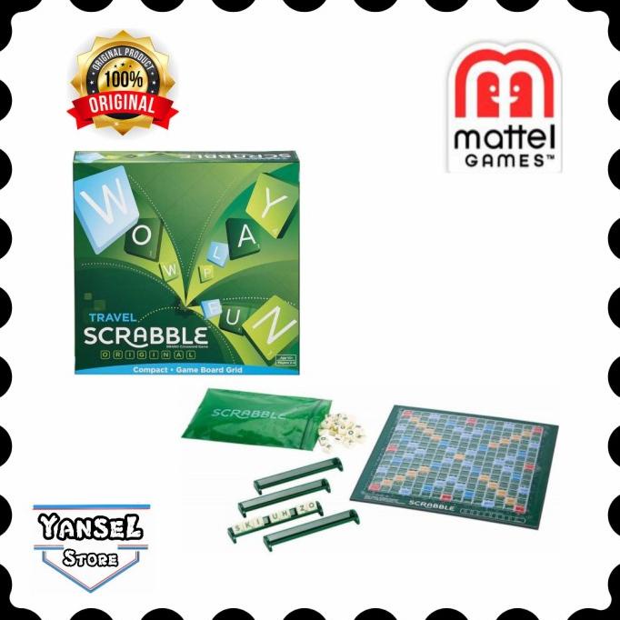 Jual Mattel Games Travel Scrabble Original Compact game board grid ...