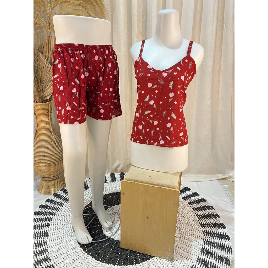 Jual SETELAN TANK TOP PENDEK RAYON ( PILIH MOTIF ) | Shopee Indonesia