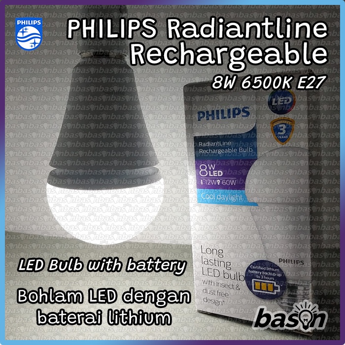 Jual PHILIPS Rechargeable LED Bulb RadiantLine 8W Battery Back Up - Lampu Emergency | Shopee ...