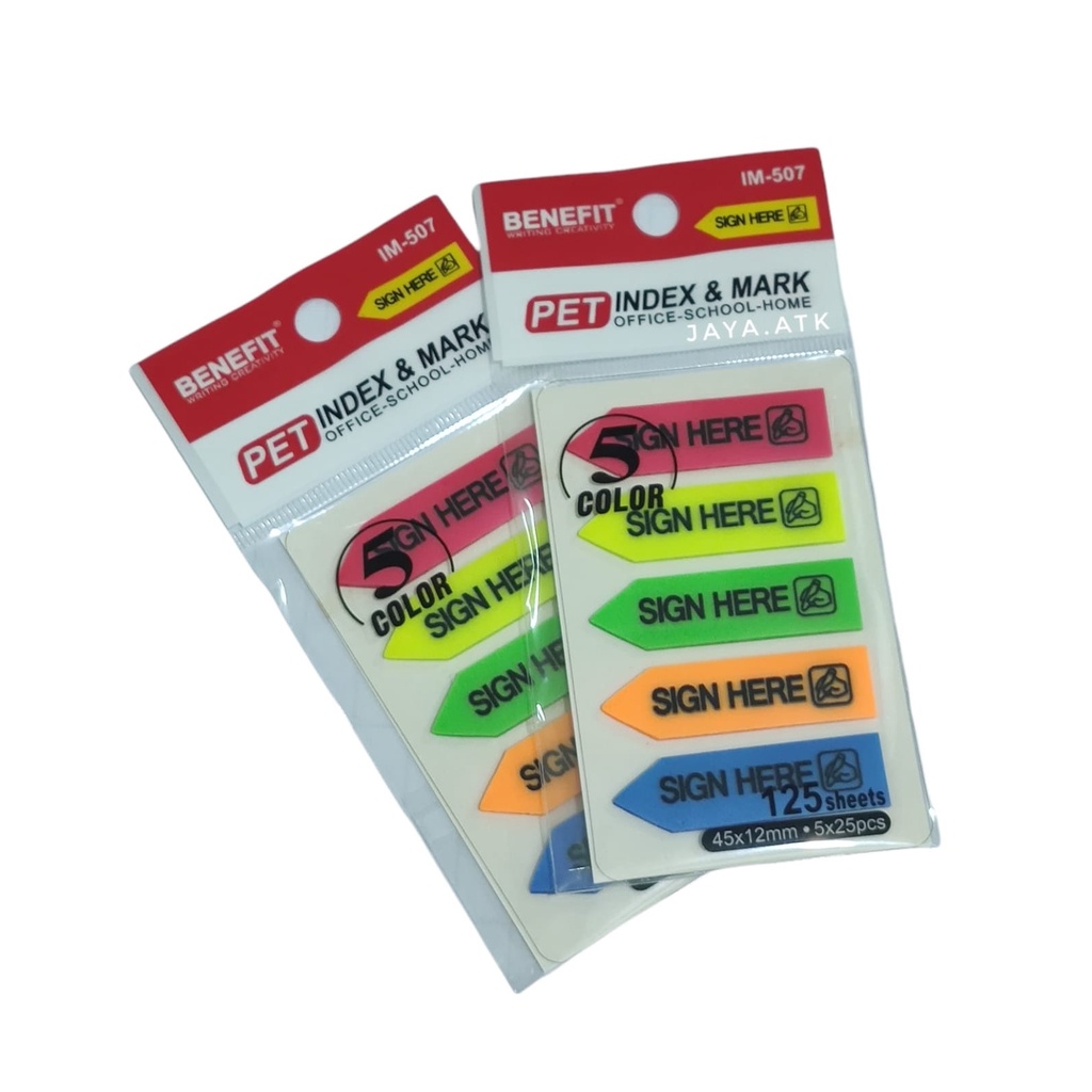 Jual STICKY NOTES SIGN HERE PANAH TANDA TANGAN 5 WARNA PLASTIK 125 LBR ...