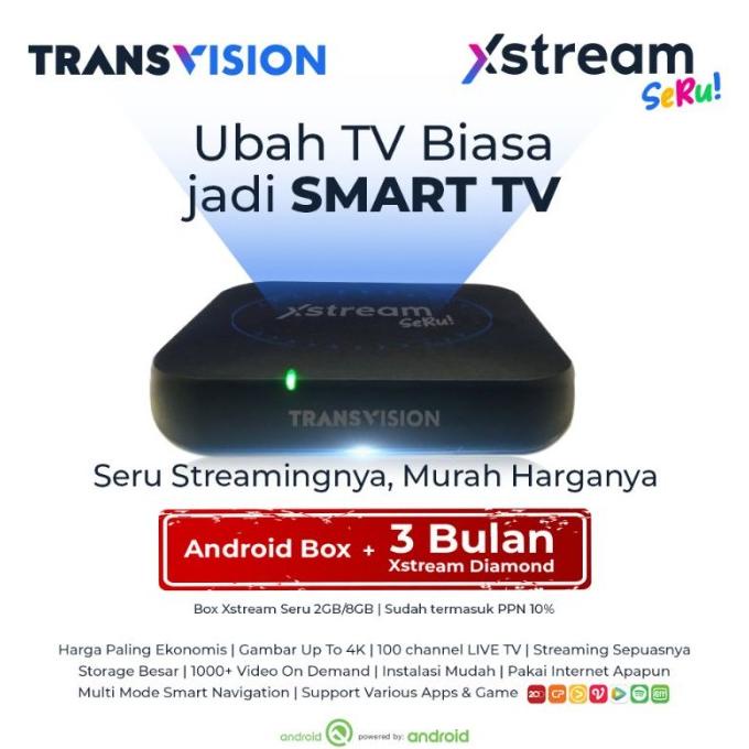 Jual TRANSVISION XSTREAM SERU TV BOX ANDROID 10 BONUS SPECIAL FGBFD6946 ...