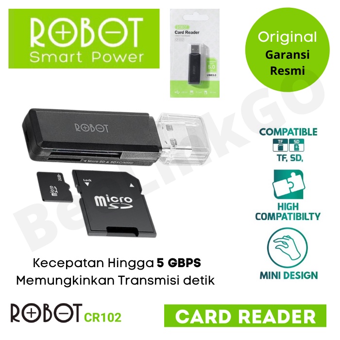 Jual Card Reader Robot Usb 3.0 Dual Slot Card SD/TF Transfer Speed ...