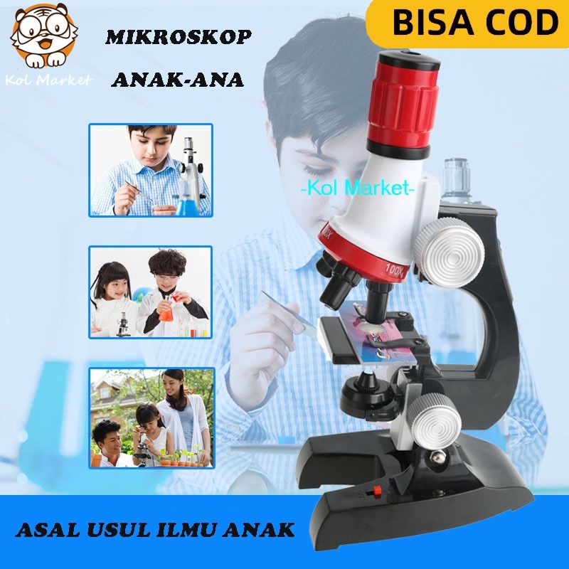Jual Mikroskop Kit Lab LED 100/400/1200X Rumah Sekolah Hadiah Mainan ...