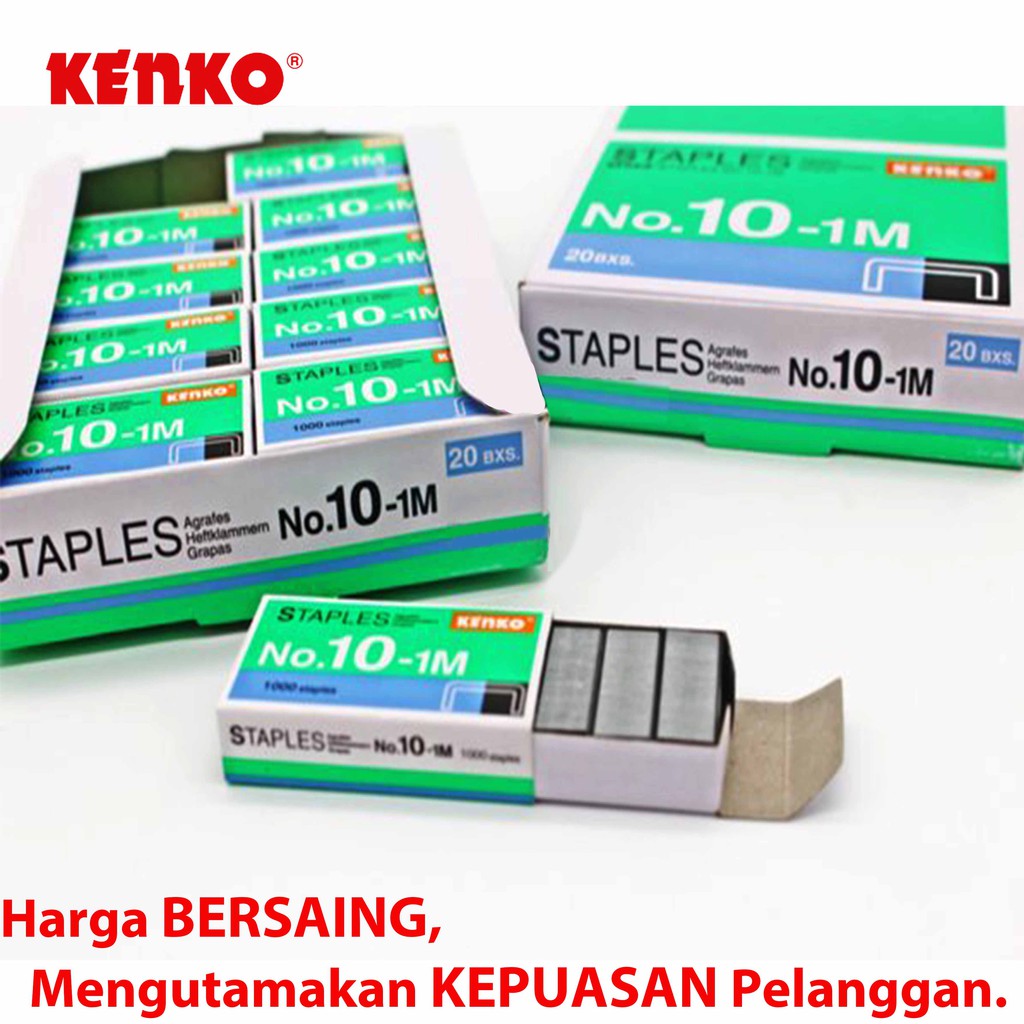 Jual Isi Staples Kenko No. 10 per Box Isi 20 pak Kecil / Refill Stapler ...
