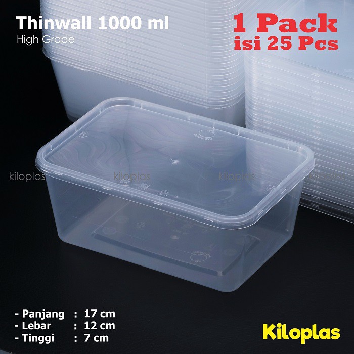 Jual Thinwall 1 Liter / Kotak Makanan 1000 ml / Kotak Makan / Kotak ...