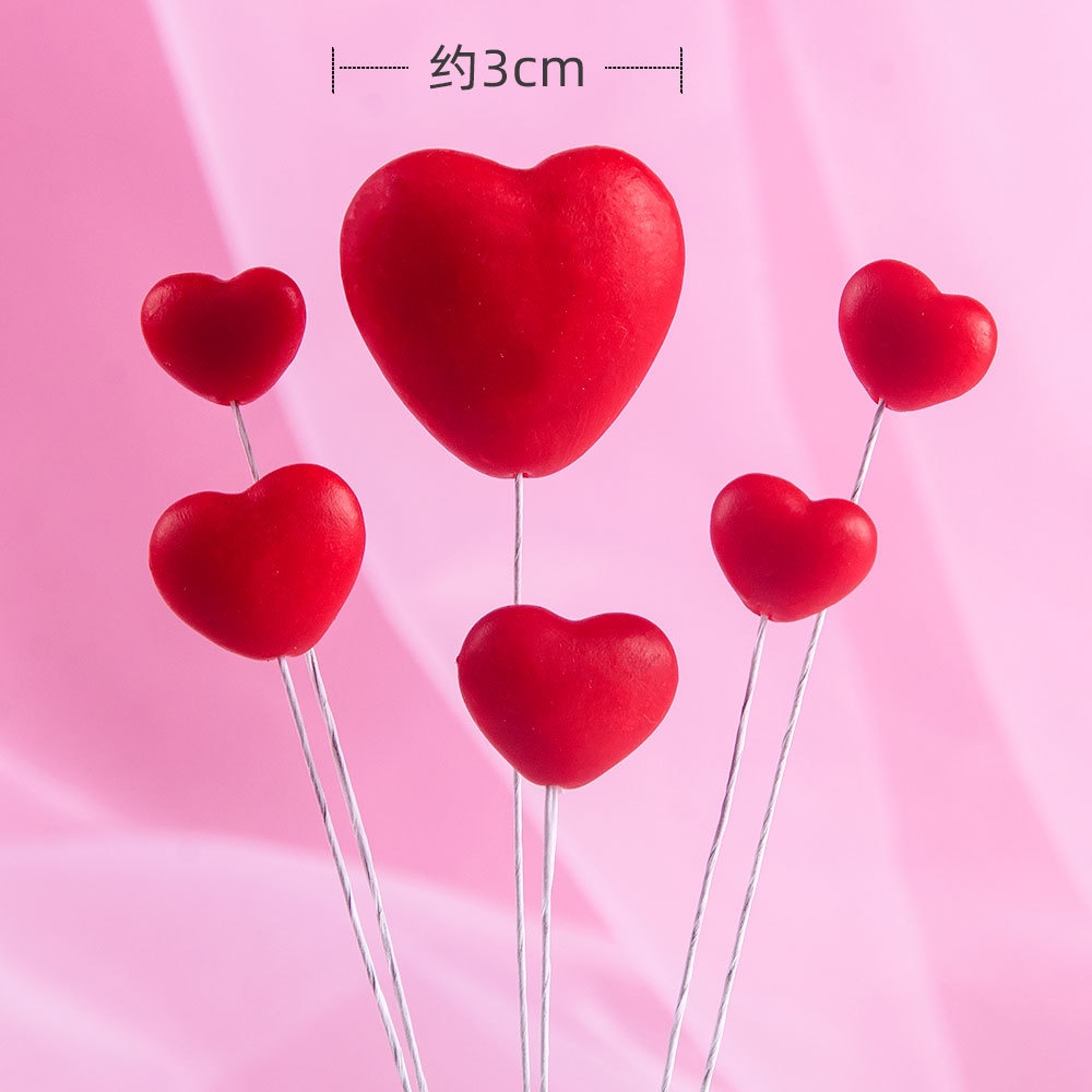 Jual 5 Buah Topper Love Heart Hiasan Kue Plastik Merah Muda Hati ...