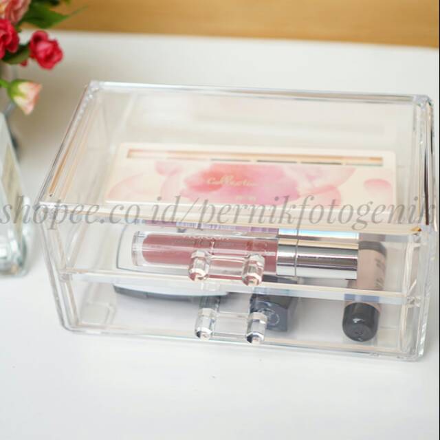 Jual MINISO ACRYLIC DRAWER 2 SLOT MAKEUP ORGANIZER / LACI ACRYLIC ...