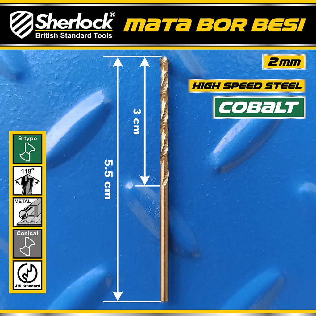 Jual Mata Bor Besi JIS Standard High Speed Steel Cobalt 2 mm (1 Pcs ...