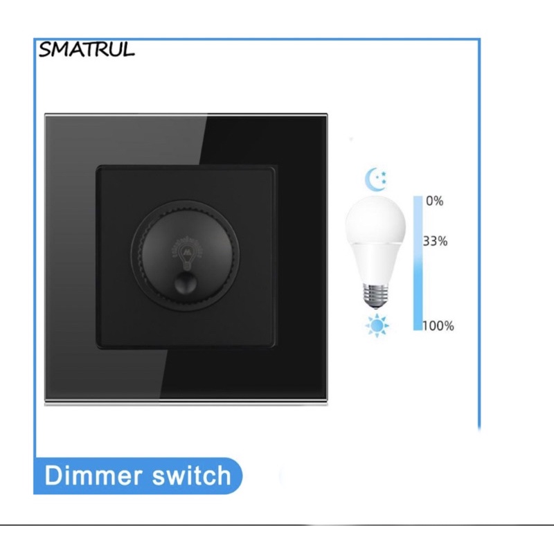 Jual SMATRUL Saklar Dimmer Dinding Black Tempered Glass Frame Panel ...