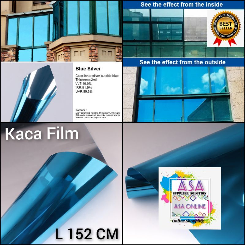 Jual Kaca Film Biru One Way Cermin Untuk Stiker Jendela Rumah Penolak ...