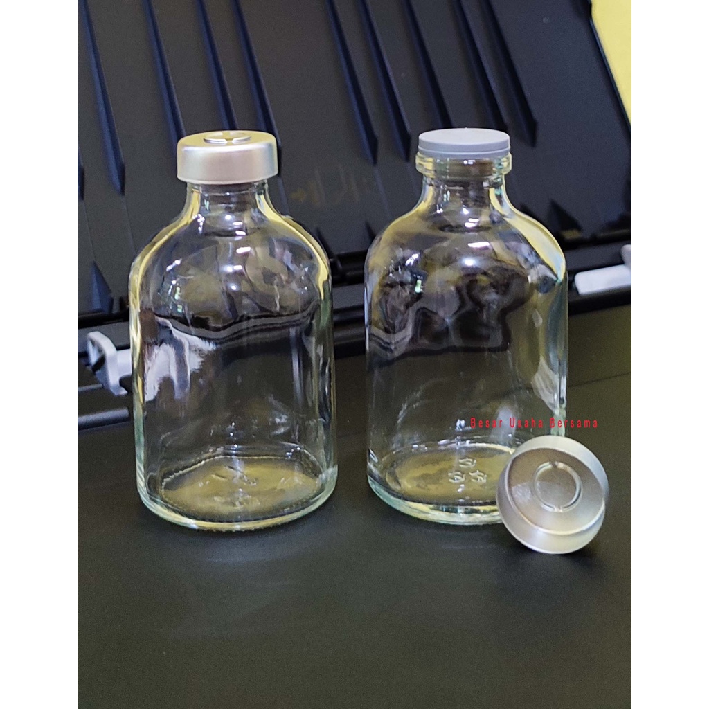 Jual Botol Kaca Vial 50ml 50 ml Model Gendut / tutup karet plus segel ...