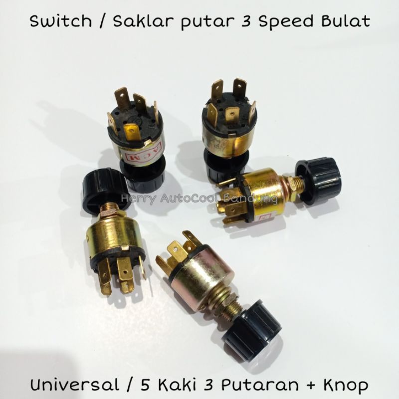 Jual Saklar Putar Switch AC Mobil Rubahan Pasangan 5 Kaki 3 Speed Bulat ...