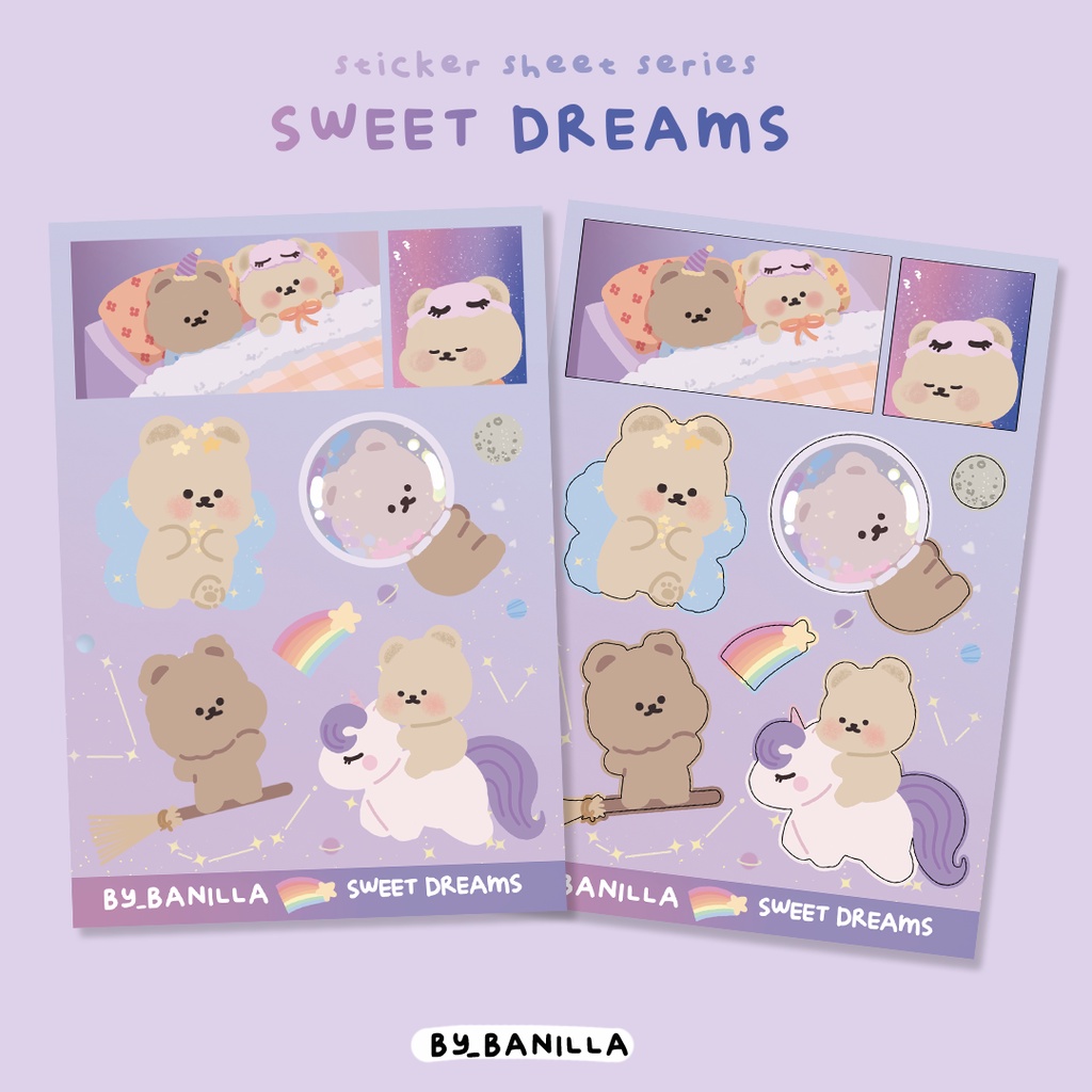 Jual Sweet Dreams sticker sheet vinyl glitter A6 by banilla | Shopee ...