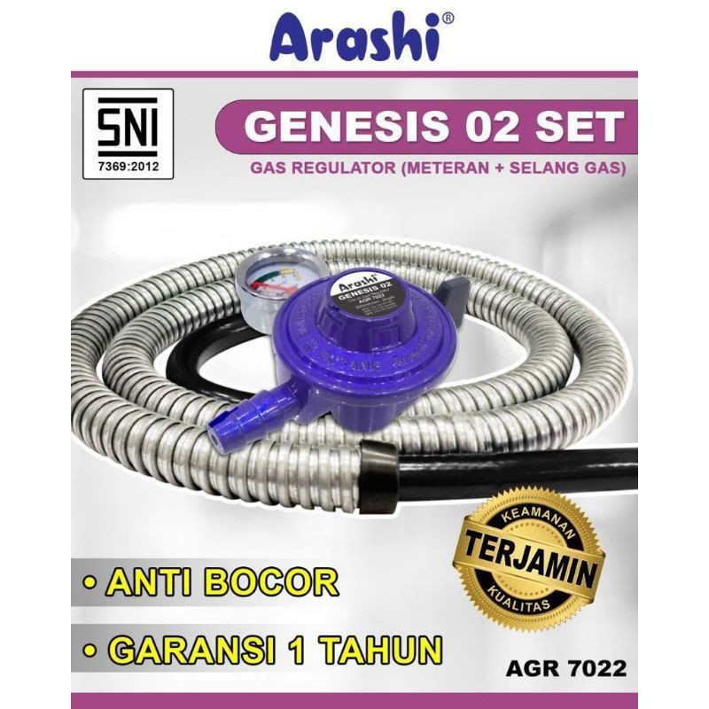 Jual Selang gas + Kepala Gas Regulator Arashi Genesis 02 Set | Shopee ...