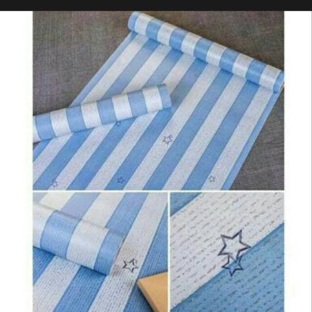 Jual Wallpaper dinding motif salur biru bintang | Shopee Indonesia