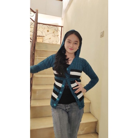 Jual Rompi rajutan warna biru motif garis-garis (all size) | Shopee ...