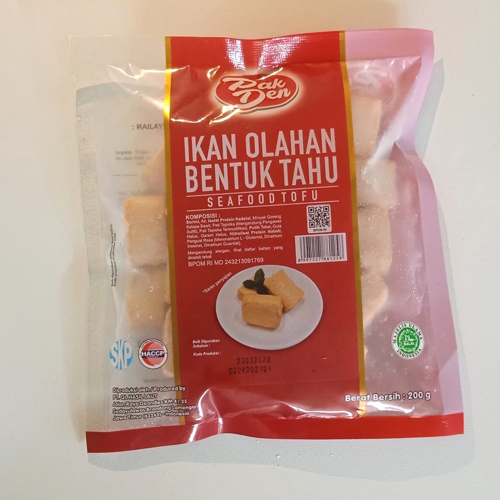 Jual Seafood Tofu PakDen 200 gr Olahan Ikan Bentuk Tahu Rebus Goreng ...