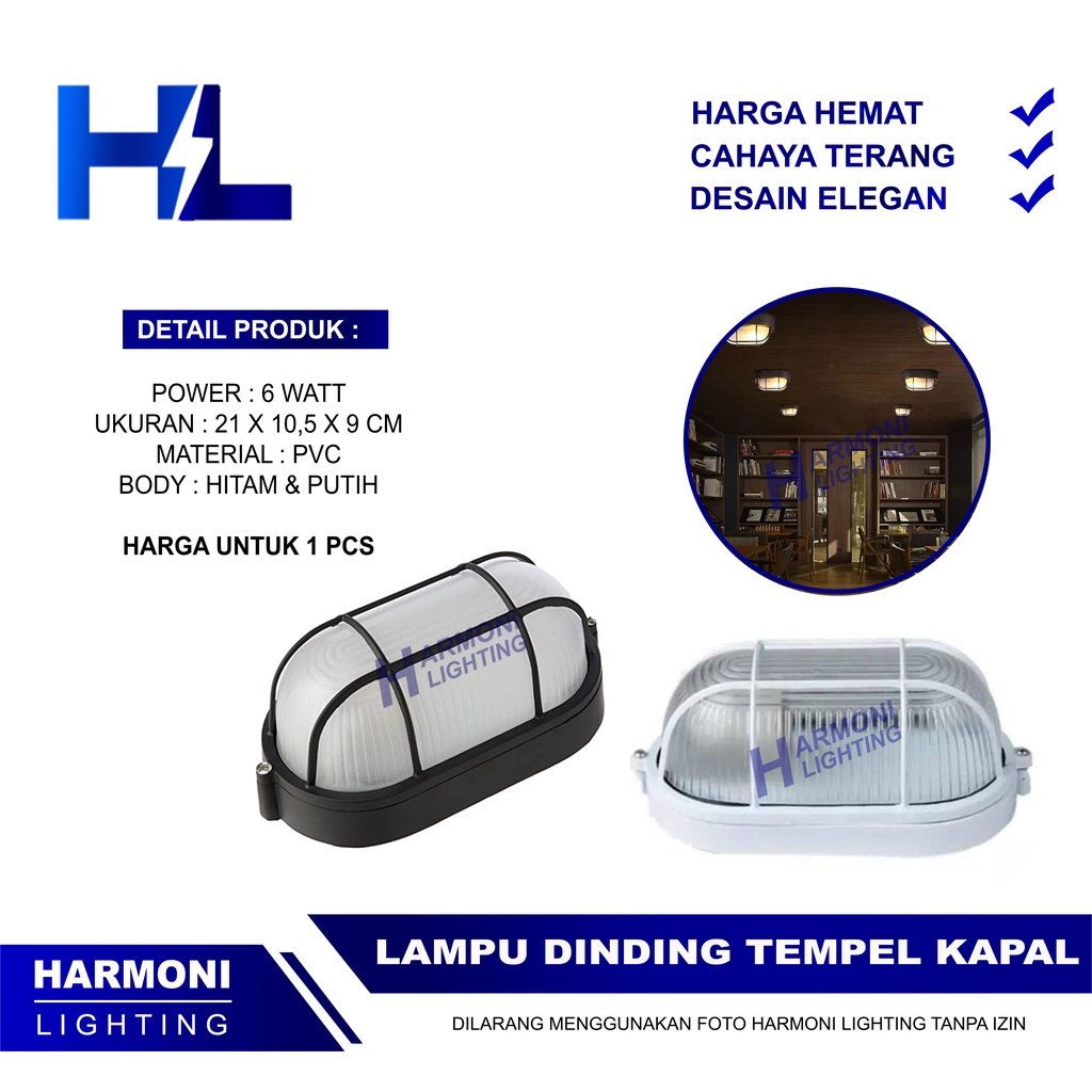 Jual Lampu Dinding / Lampu Kapal / Lampu 6 Watt Oval LED 6W Bunker ...
