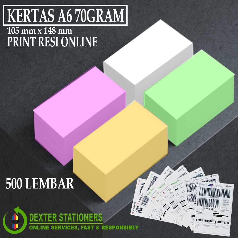 Jual KERTAS RESI / KERTAS HVS A6 70 GRAM / KERTAS HVS A6 WARNA / KERTAS ...