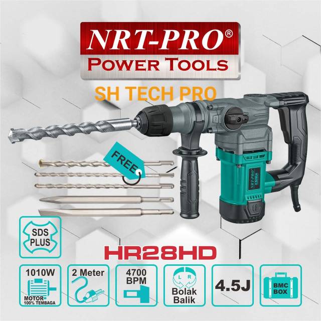 Jual NRT PRO HR 28 HD HR28 HR28HD MESIN BOR BETON BOBOK DRILL 28 MM SDS ...