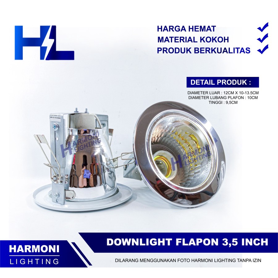 Jual Kap Lampu Downlight 3.5 Inch Fitting Bohlam E27 Ulir Standar Inbow ...