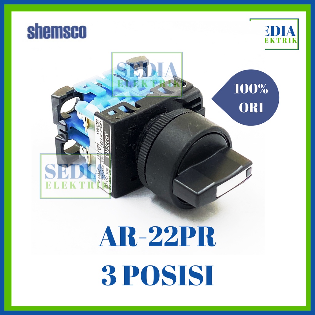 Jual Shemsco Selector Switch NO NC AR22-PR-3 AR22 PR3 AR22PR3 3 posisi ...
