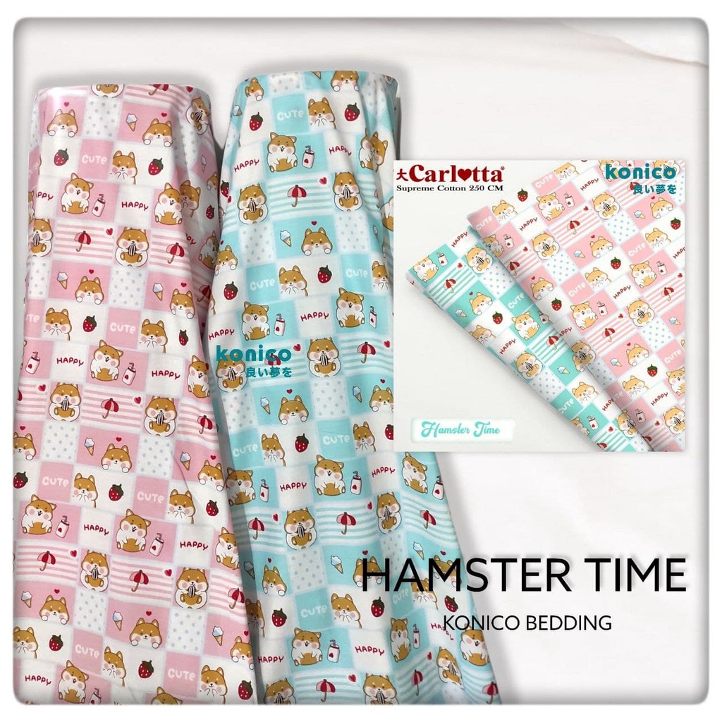 Jual KONICO Bahan Kain Sprei katun Motif tabur Anak HAMSTER TIME | ELBHE STAR CATRA GROW ...
