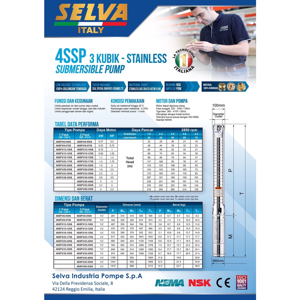 Jual Pompa Air Celub Satelit 4 Inch 0.50 0.75 1 1.5 2 3Hp 220V 4SSP3 ...