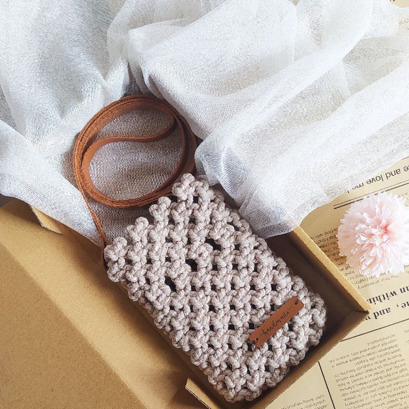 Jual TAS HP / TAS HANDPHONE / TAS MACRAME / TAS HP MACRAME | Shopee ...