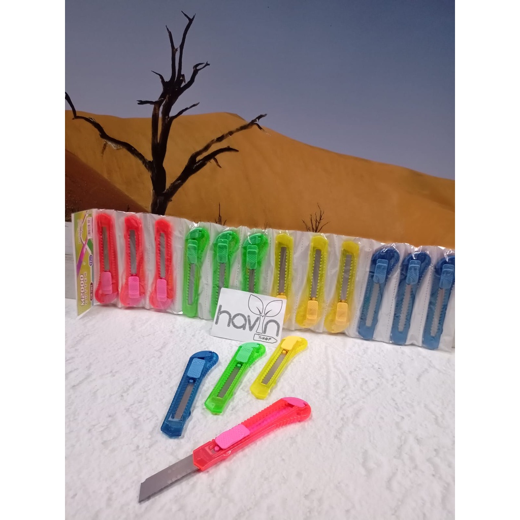 Jual (12PC) CUTTER RENCENG BESAR LEMBARAN/KATER | Shopee Indonesia