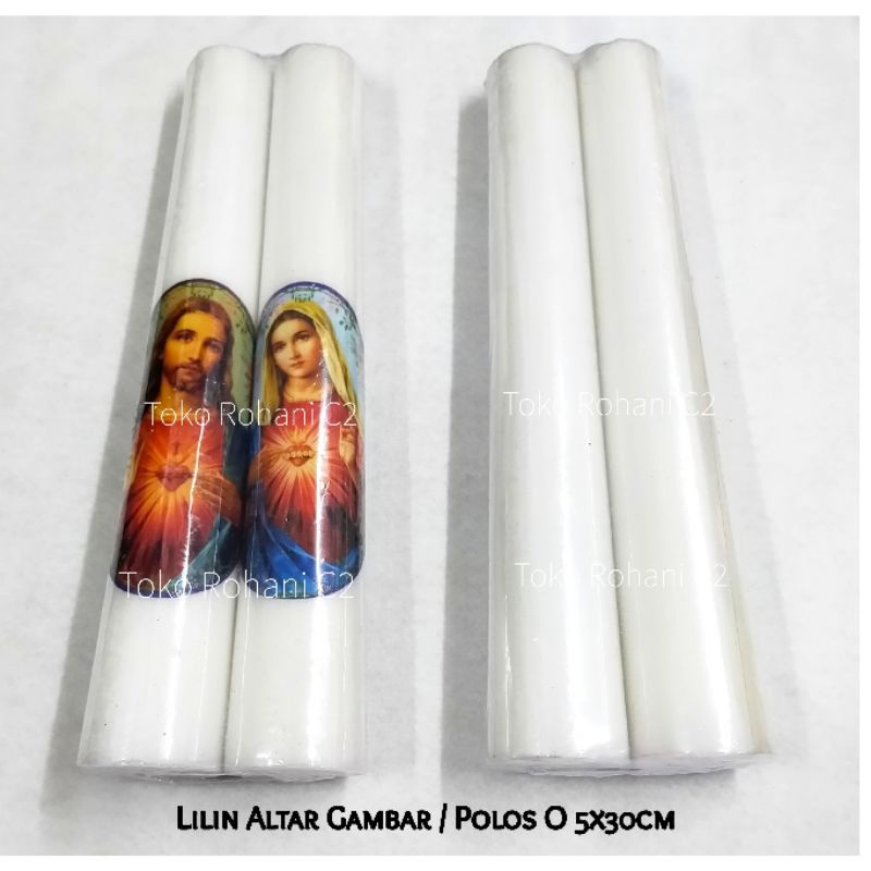 Jual Lilin Altar Gambar / Polos O 5x30cm isi 2 - Lilin Altar Rohani ...