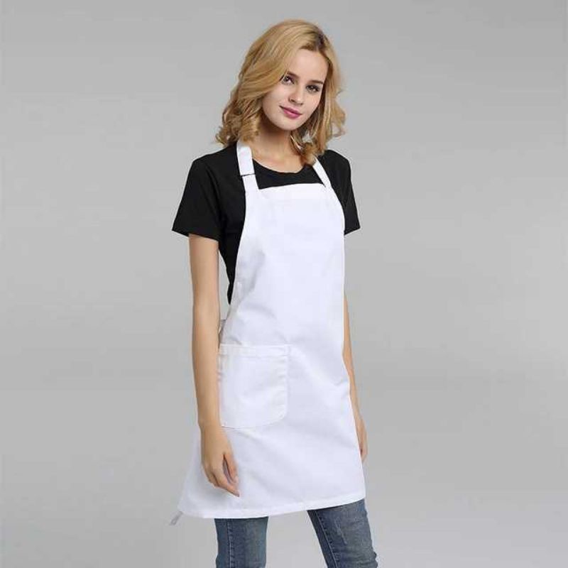 Jual Apron Masak Celemek Polos Drill Putih | Shopee Indonesia