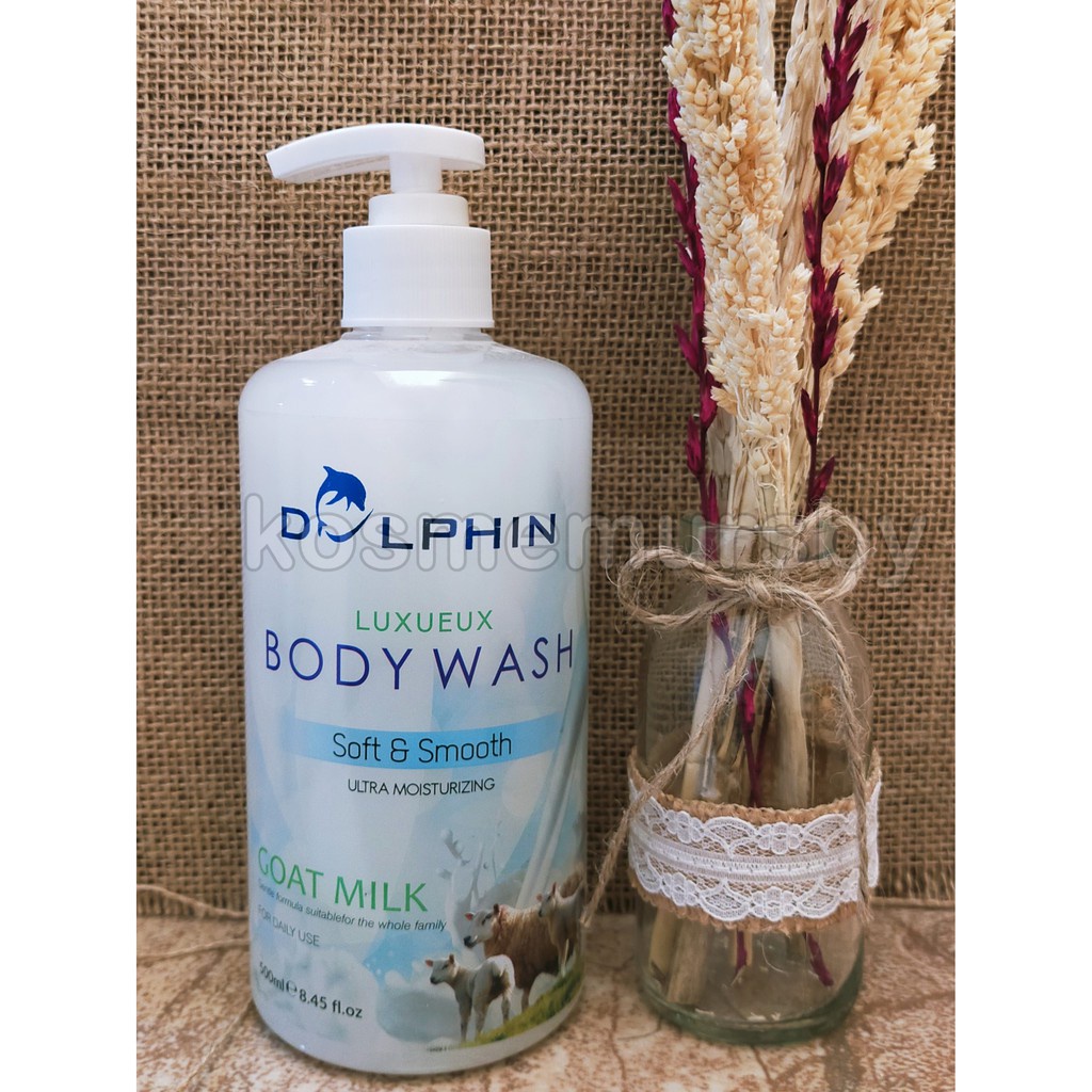 Jual BISA COD / DOLPHIN BODY WASH GOAT MILK / SABUN CAIR PEMUTIH 500ML ...